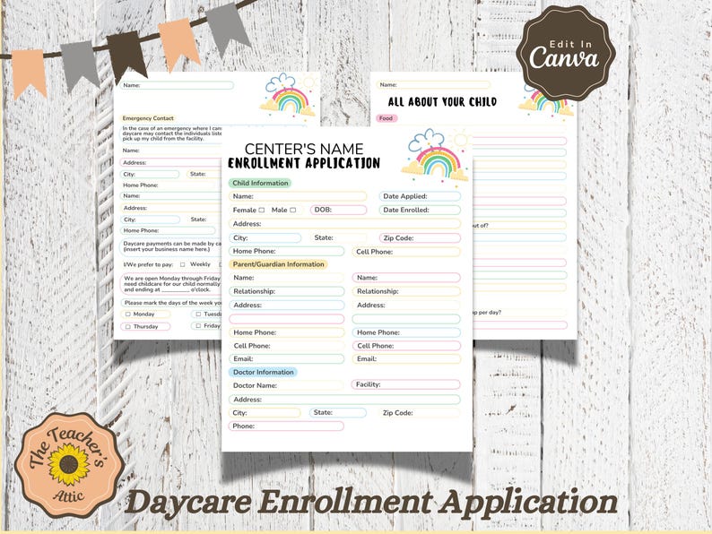 Daycare Template Childcare Printables Canva Template Daycare Forms ...