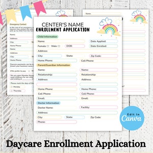 Daycare Template Childcare Printables Canva Template Daycare Forms ...