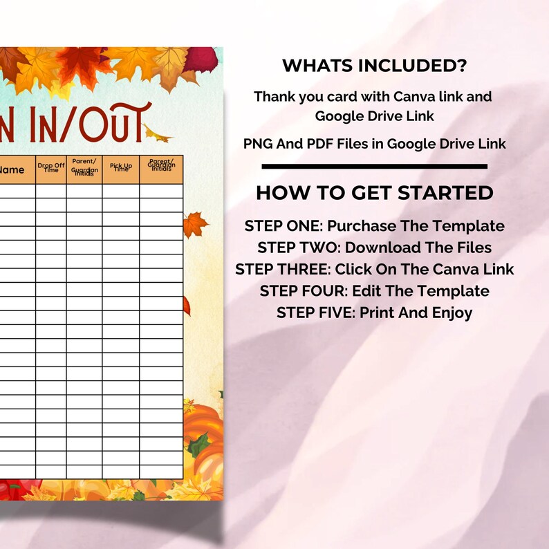 Daycare Sign in and Out Sheet Bundle Editable Printable Childcare ...