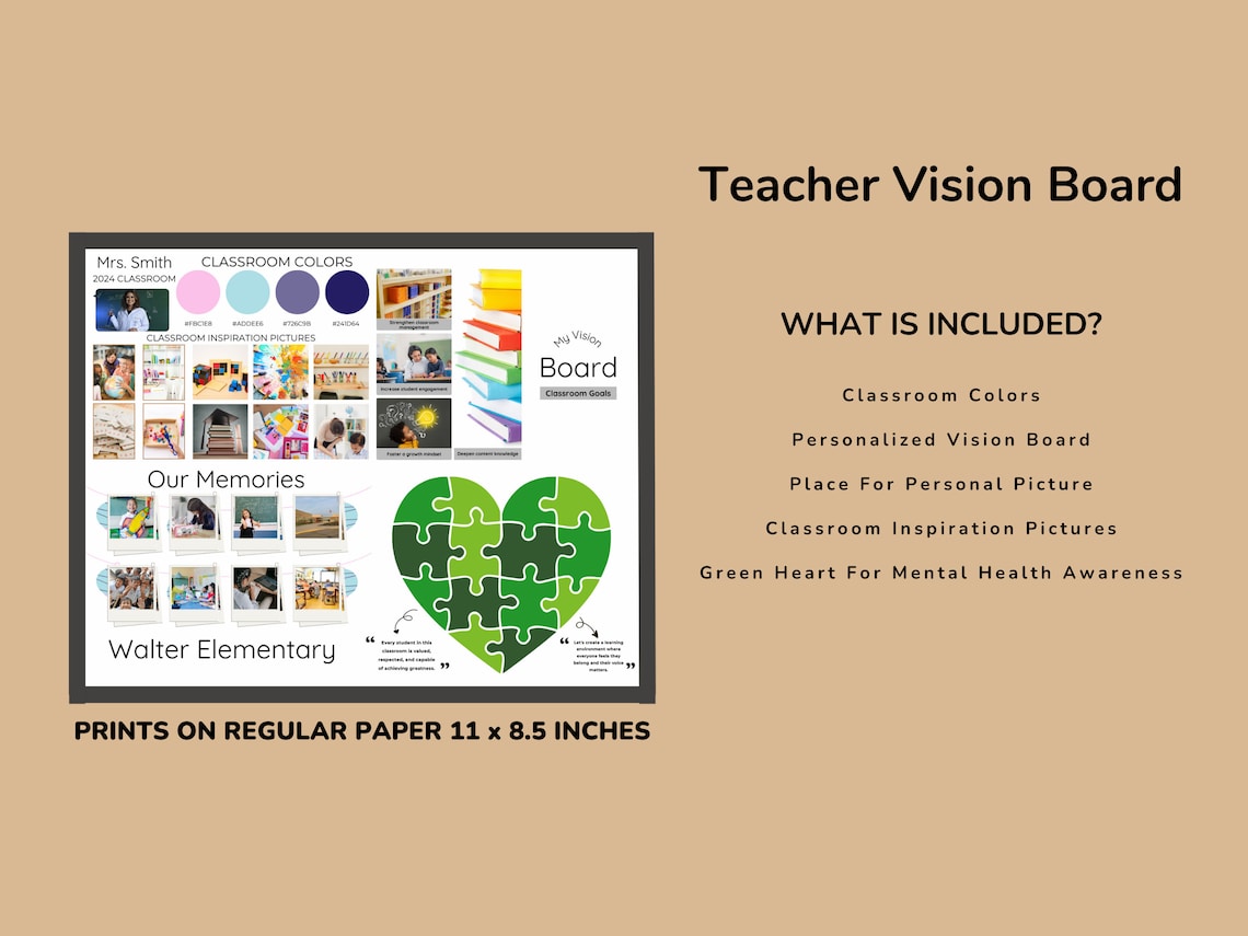 Teacher 2024 Vision Board Canva Visualization Board for Teachers Mood ...