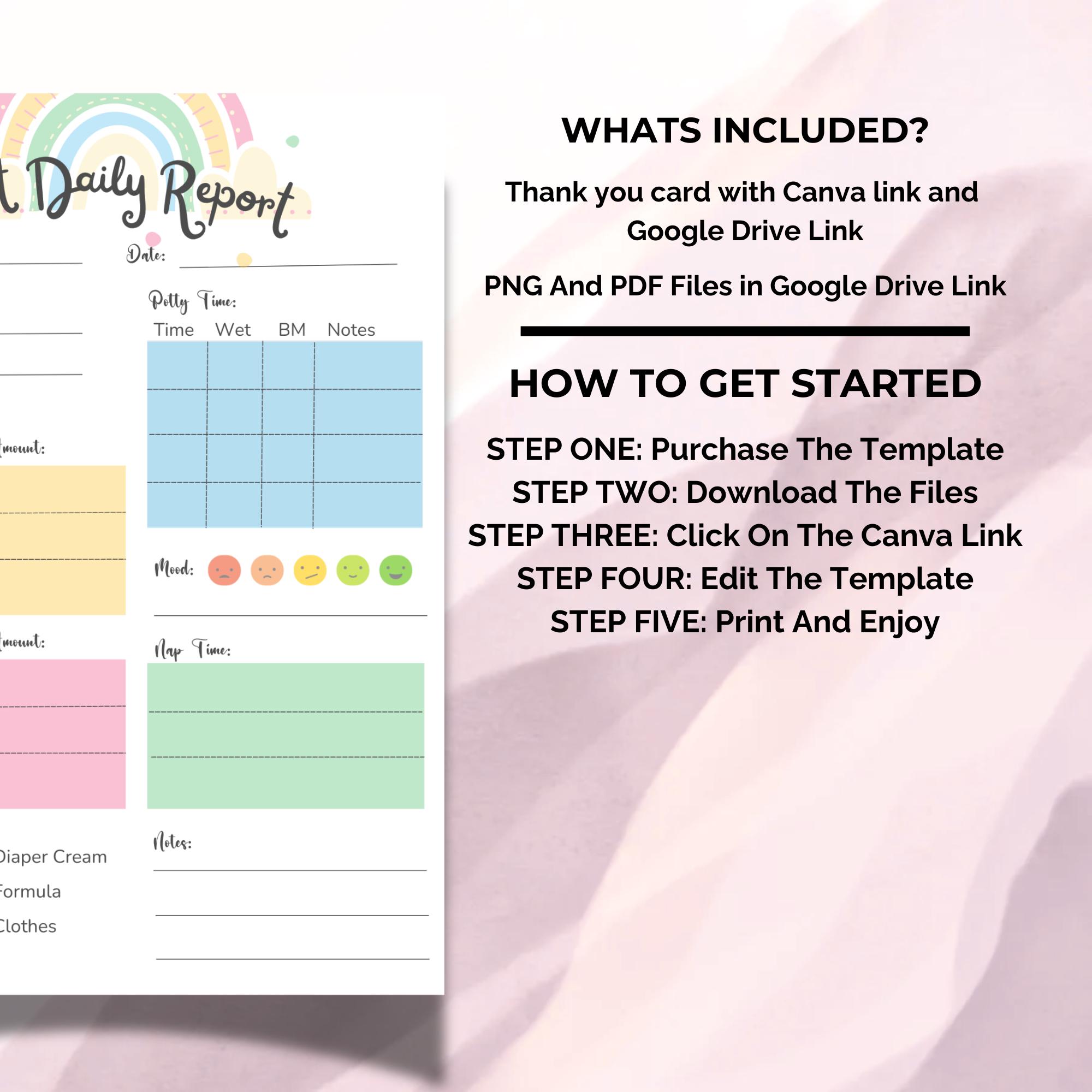 Rainbow Daycare Daily Report Sheet | Editable Childcare Communication ...