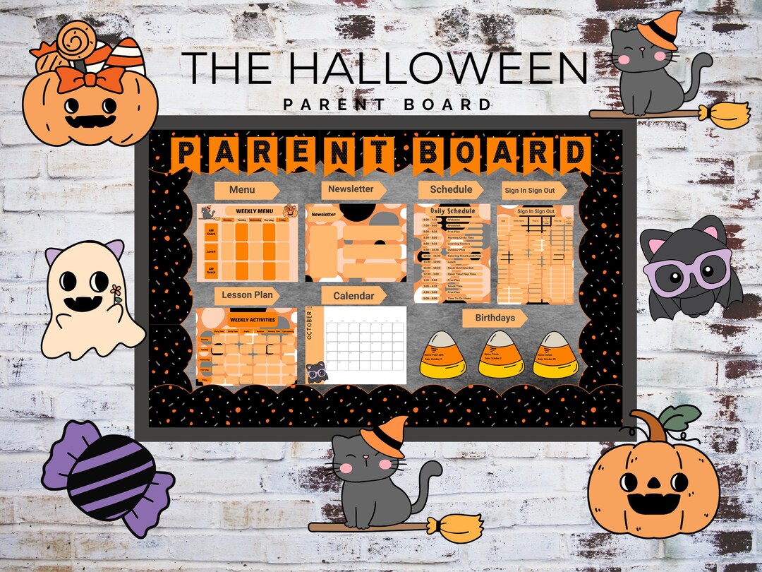 Halloween Parent Bulletin Board Kit | Editable Canva, Printable PDF & PNG | Classroom, Preschool ...