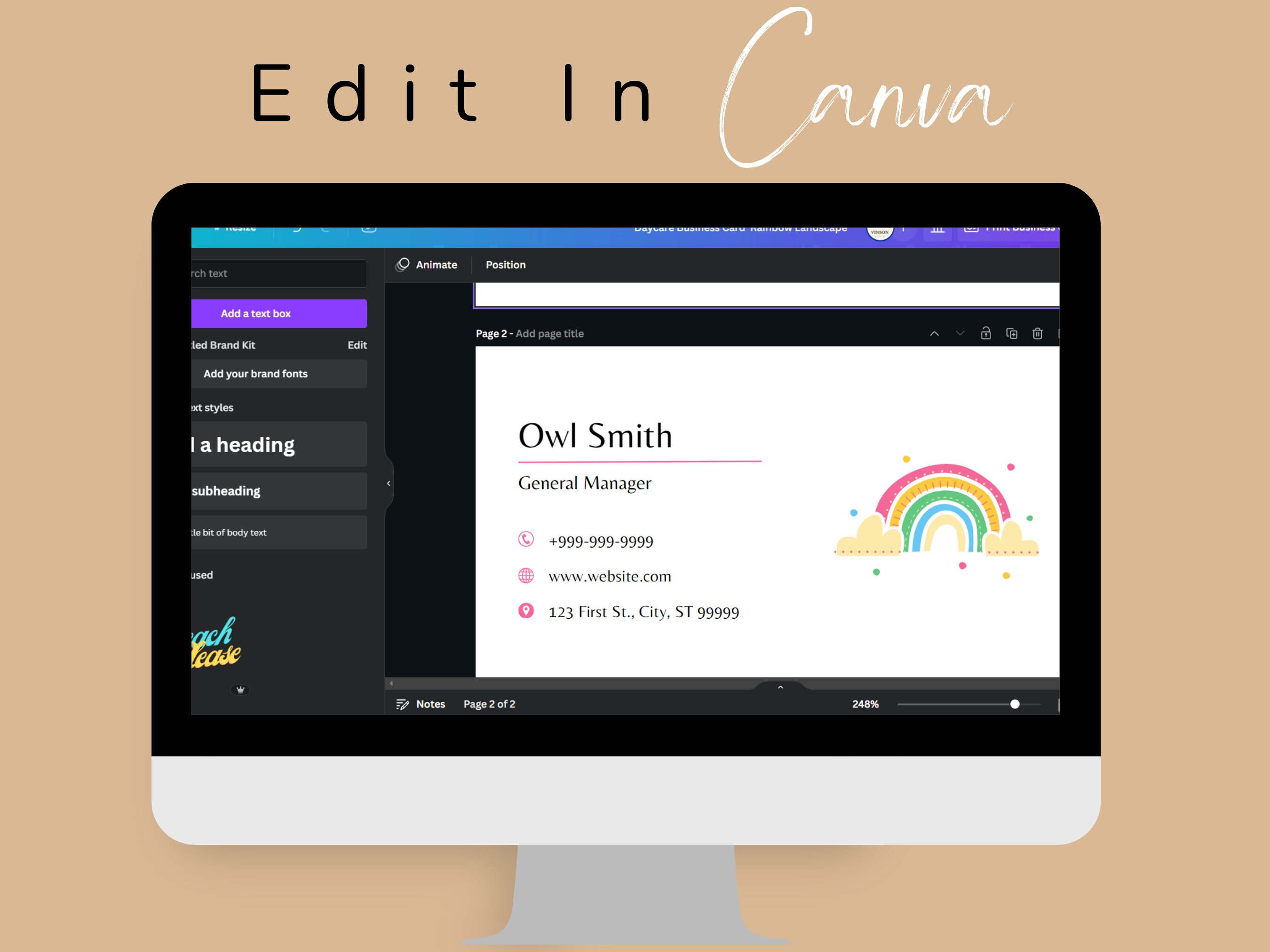 Daycare Business Card Bundle Childcare Printables Canva Template ...