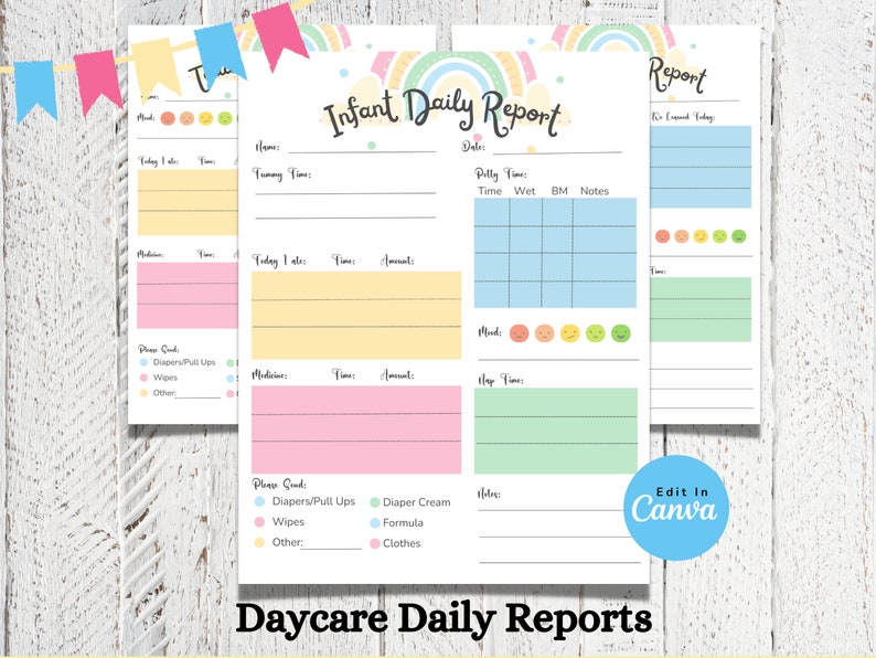 Daycare Template Childcare Printables Canva Template Daycare Forms ...