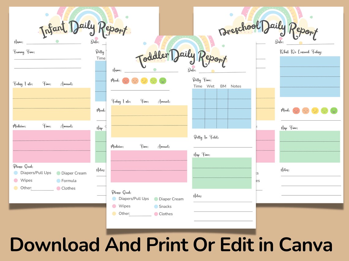 Daycare Template Childcare Printables Canva Template Daycare Forms ...