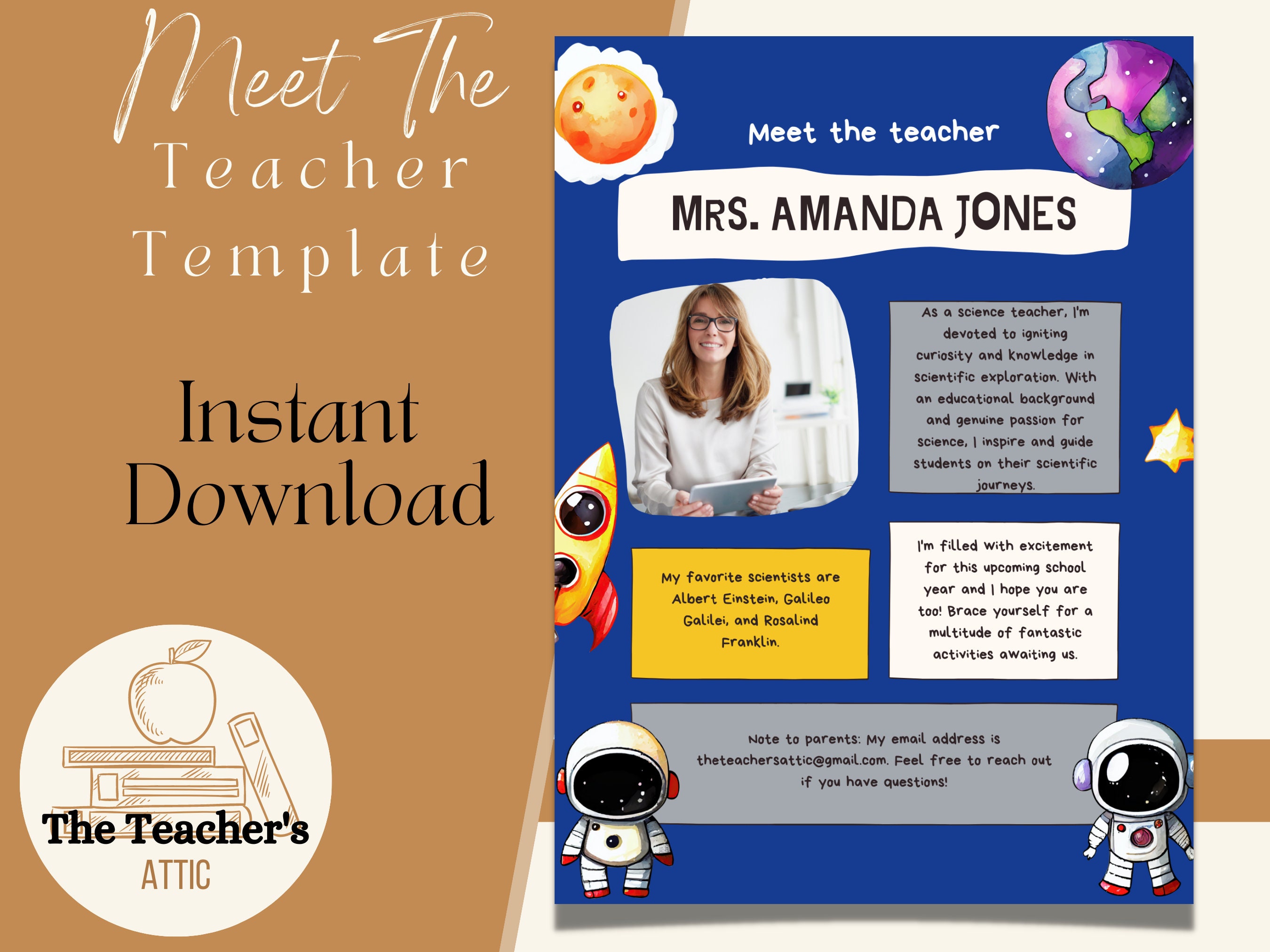 Meet the Teacher Template Space Theme Canva Template Teacher - Etsy