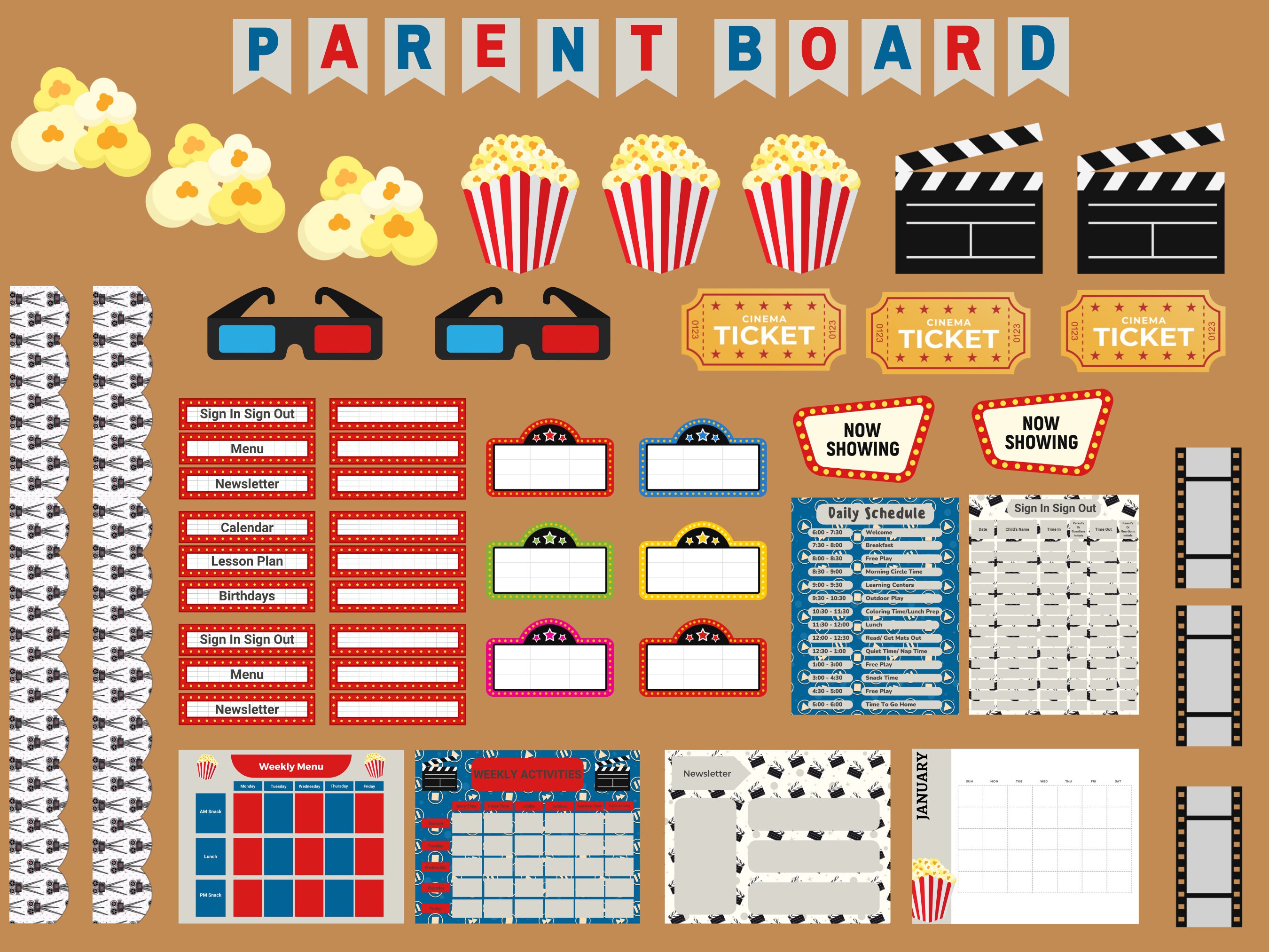 Movie Bulletin Board for Preschool Bulletin Board Kit Daycare Template ...