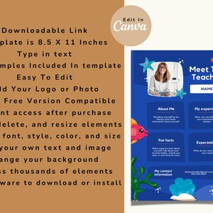 Meet the Teacher Template Sea Theme Canva Template Teacher Template ...