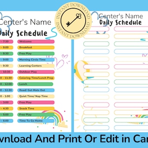 Daycare Template Childcare Printables Canva Template Daycare - Etsy