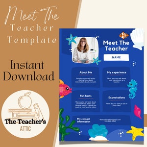 Meet the Teacher Template Sea Theme Canva Template Teacher Template ...