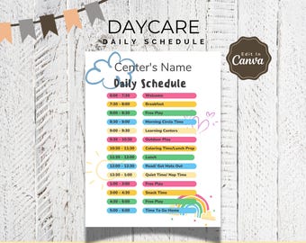 Childcare Daily Schedule Template (editable Canva Template) - Etsy Canada