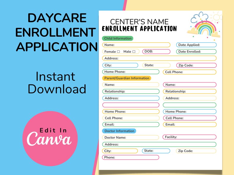 Daycare Template Childcare Printables Canva Template Daycare - Etsy