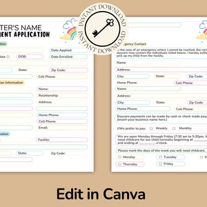 Daycare Template Childcare Printables Canva Template Daycare Forms ...