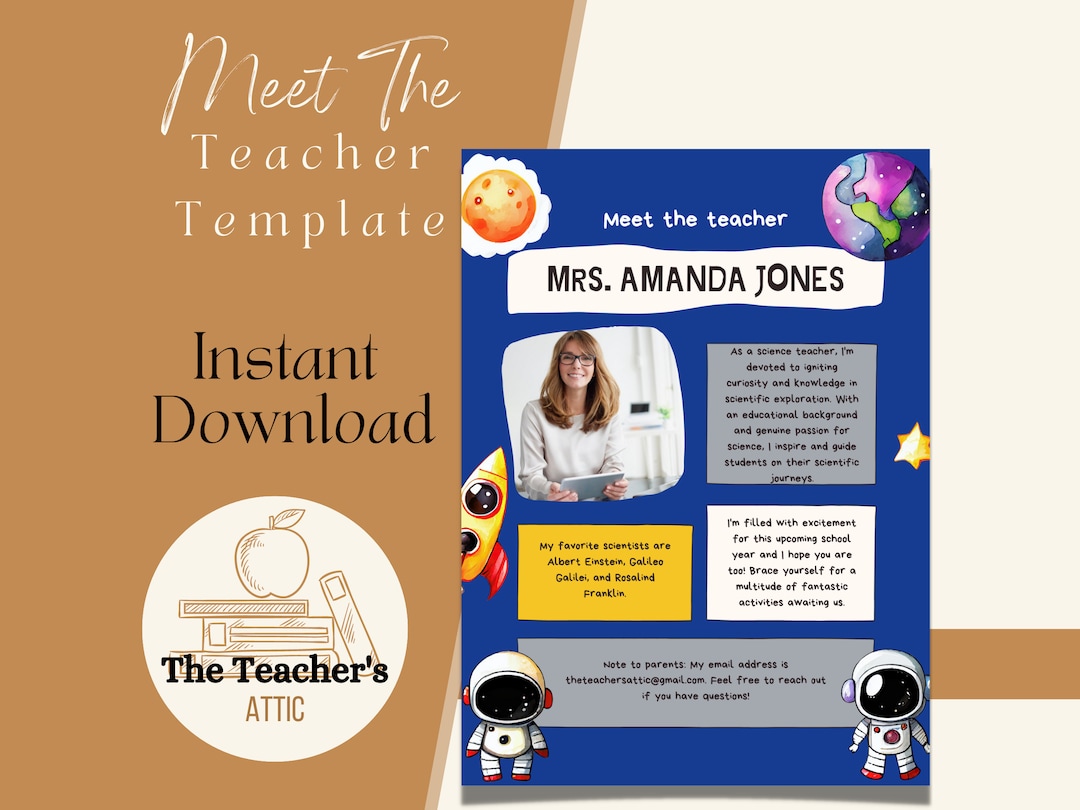 Meet the Teacher Template Space Theme Canva Template Teacher Template ...