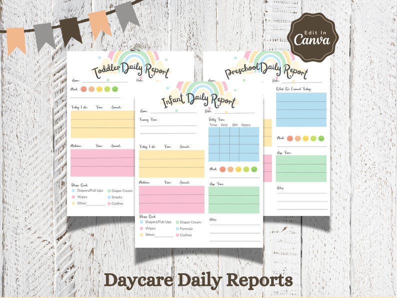 Daycare Template Childcare Printables Canva Template Daycare Forms ...