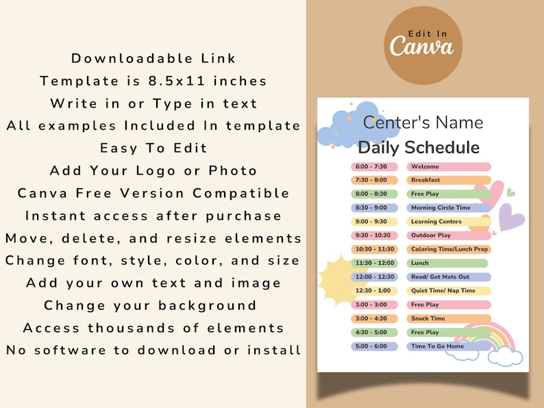 Daycare Form Bundle Canva Templates Daycare Starter Kit for Preschool ...
