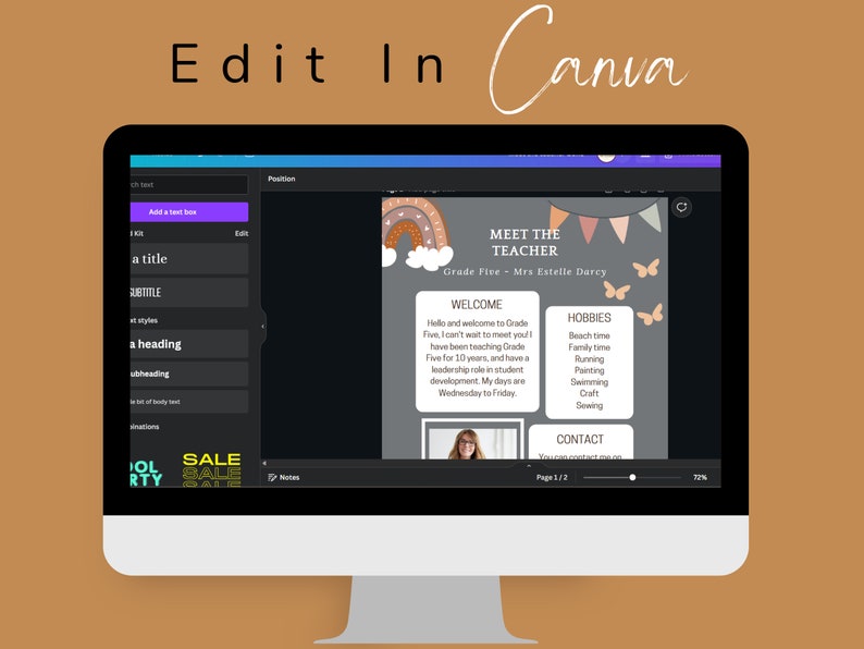 Meet the Teacher Template Sea Theme Canva Template Teacher Template ...