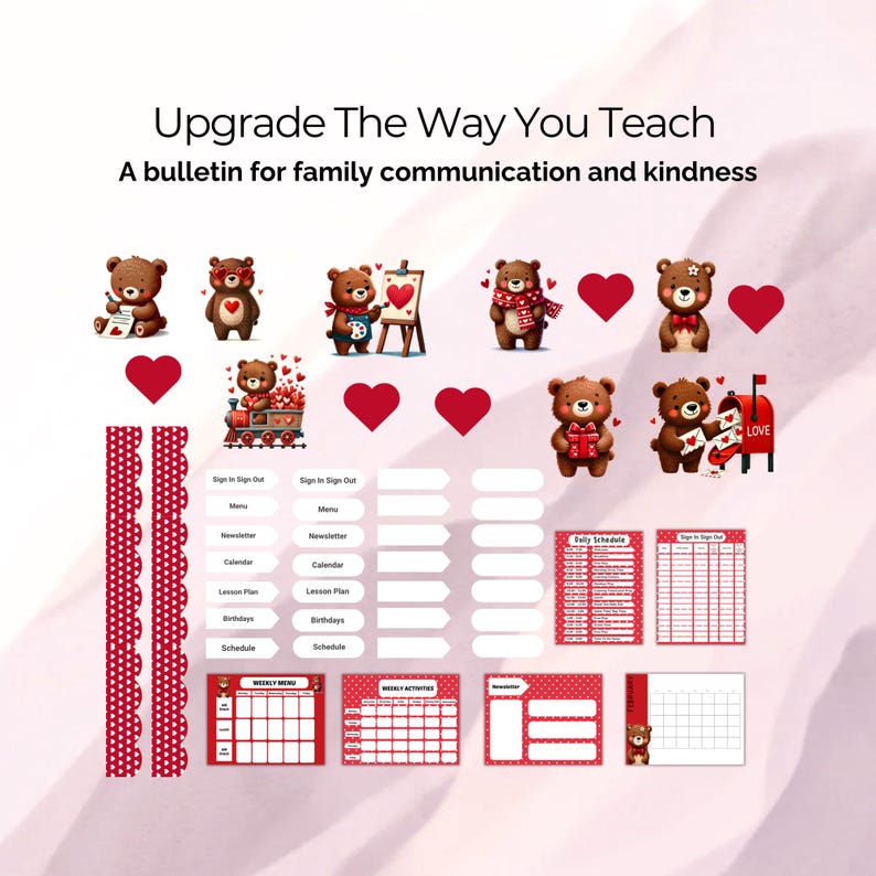 Bear Valentine's Parent Bulletin Board Kit | Editable Canva, Printable ...