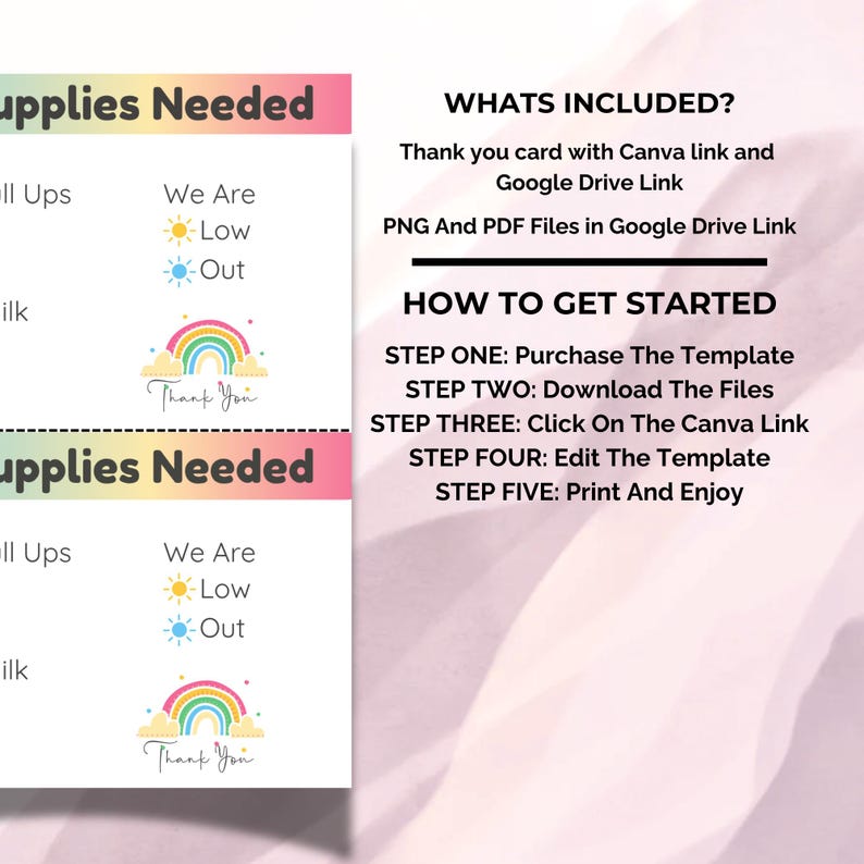 Daycare Supply Sheet Template | Printable Supplies Needed Reminder ...