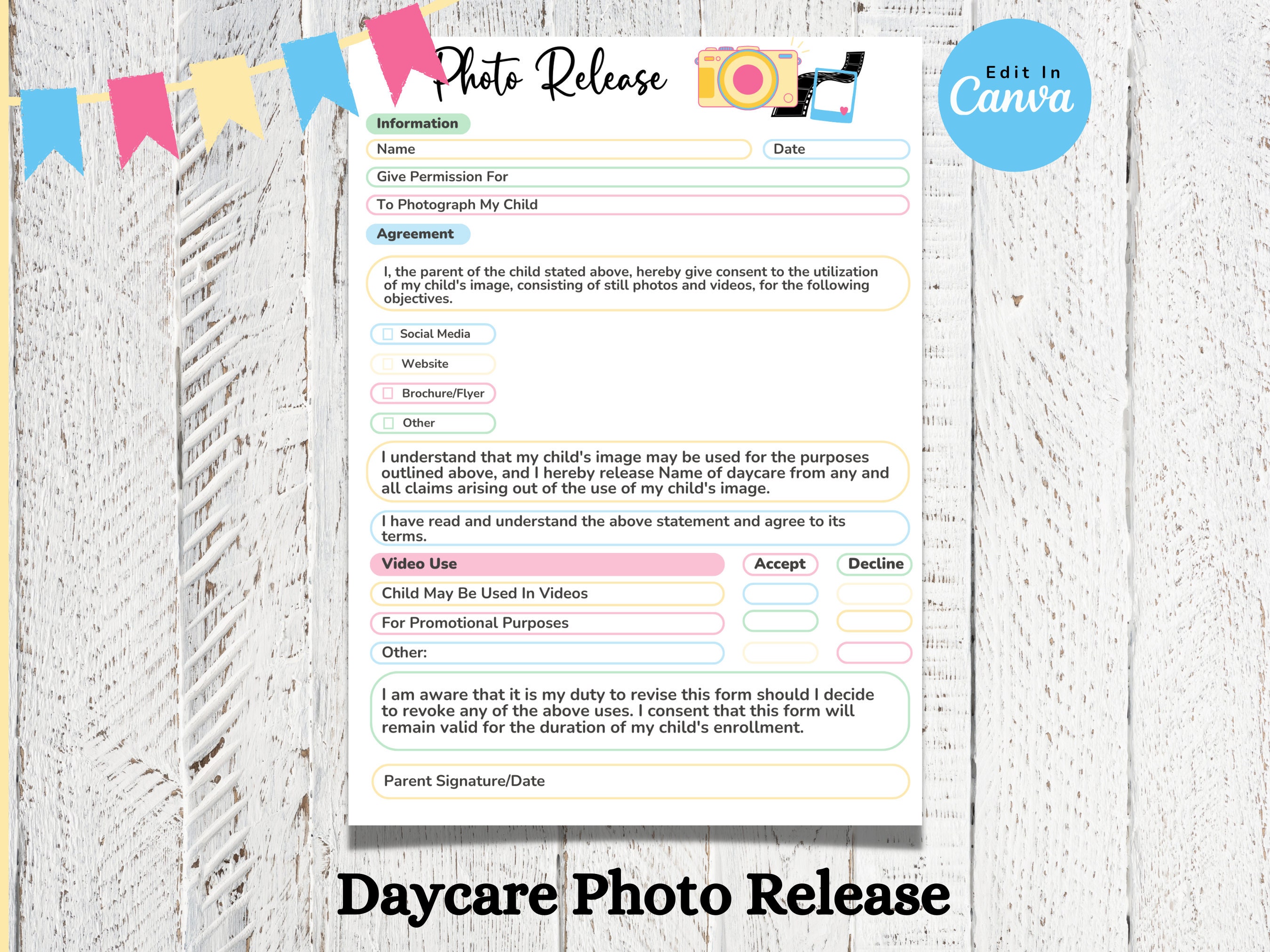 Daycare Template Childcare Printables Canva Template Daycare Forms ...