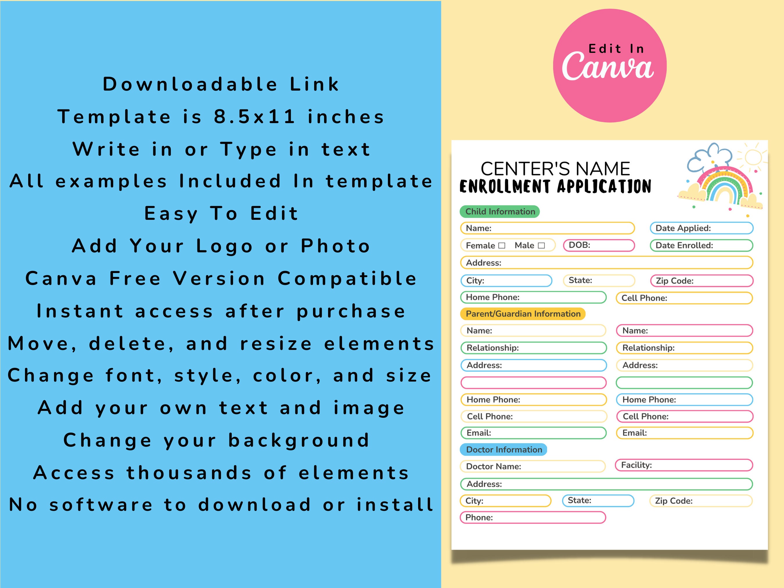 Daycare Template Childcare Printables Canva Template Daycare - Etsy