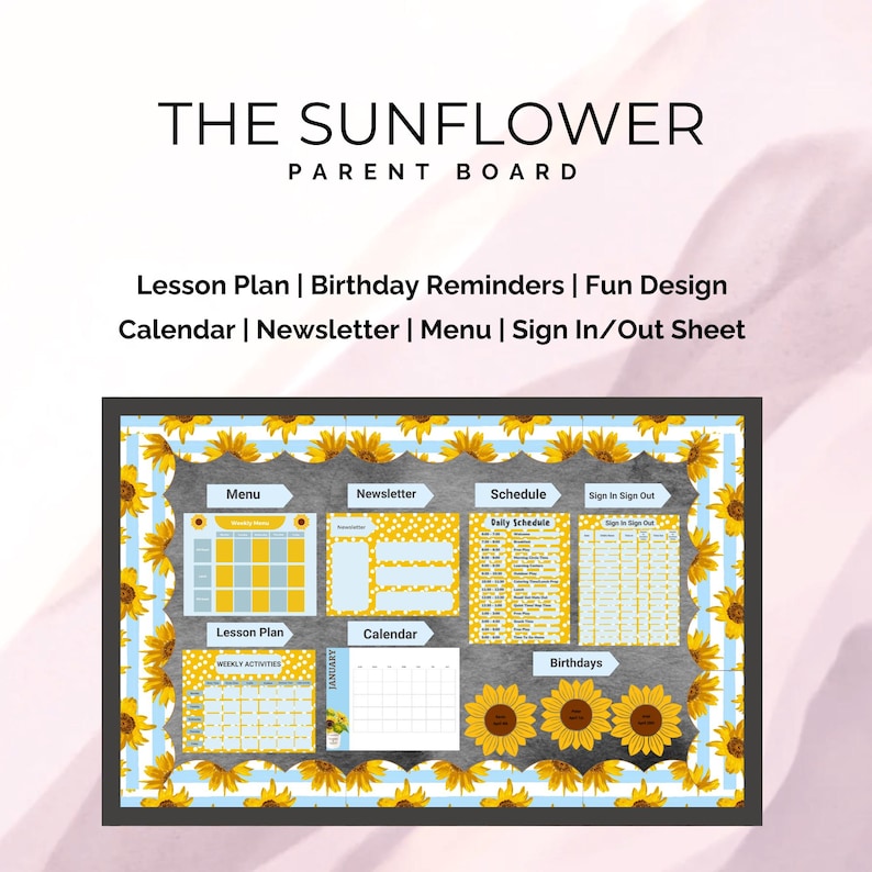 Sunflower Parent Bulletin Board Kit | Editable Canva, Printable PDF ...