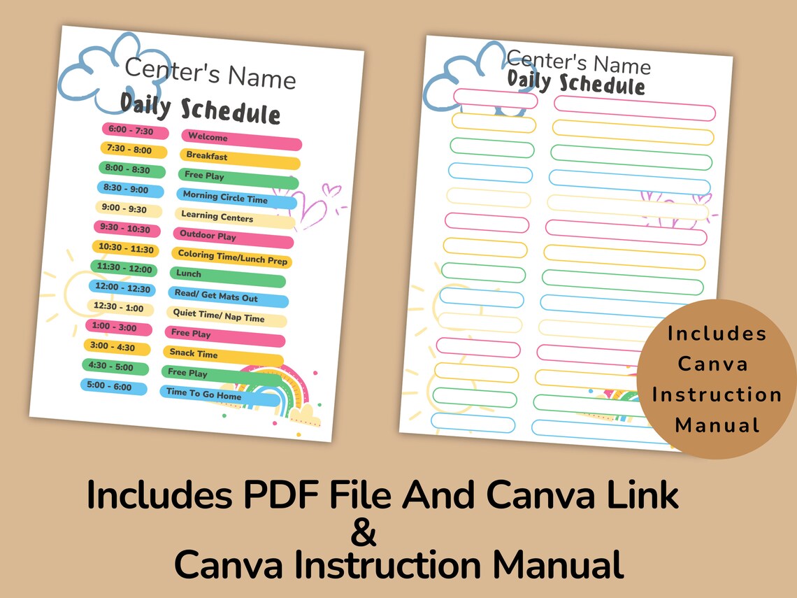 Daycare Template Childcare Printables Canva Template Daycare Forms ...