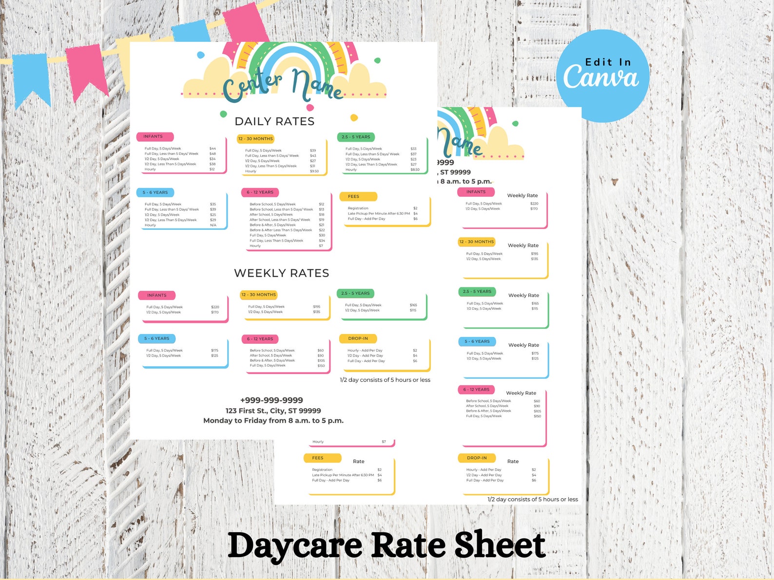 Daycare Rate Sheet Daycare Template Childcare Printables Canva - Etsy