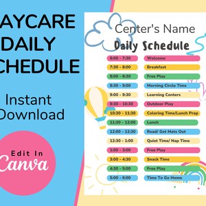 Daycare Template Childcare Printables Canva Template Daycare - Etsy