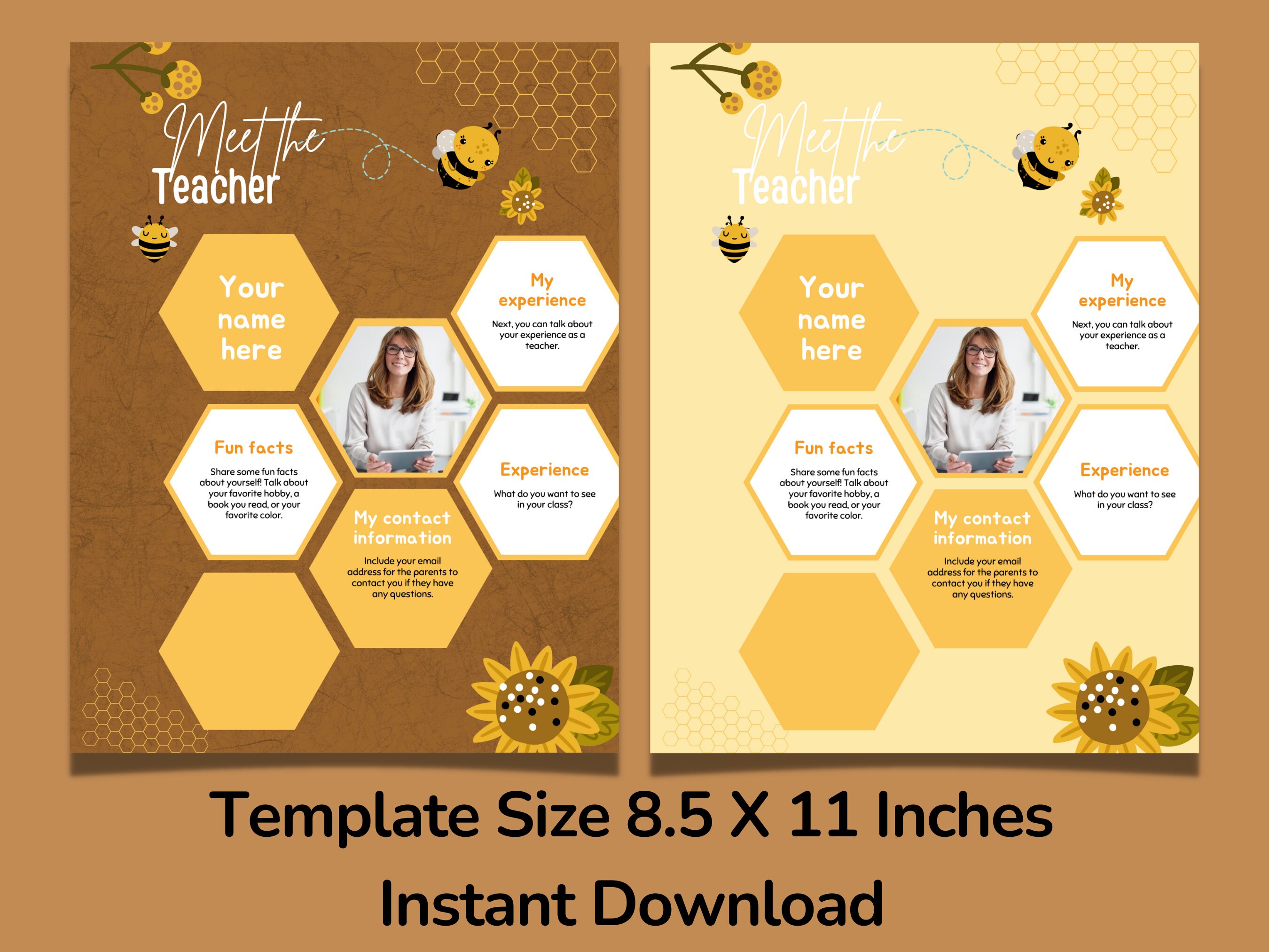 Meet the Teacher Template Bee Theme Canva Template Teacher Template ...