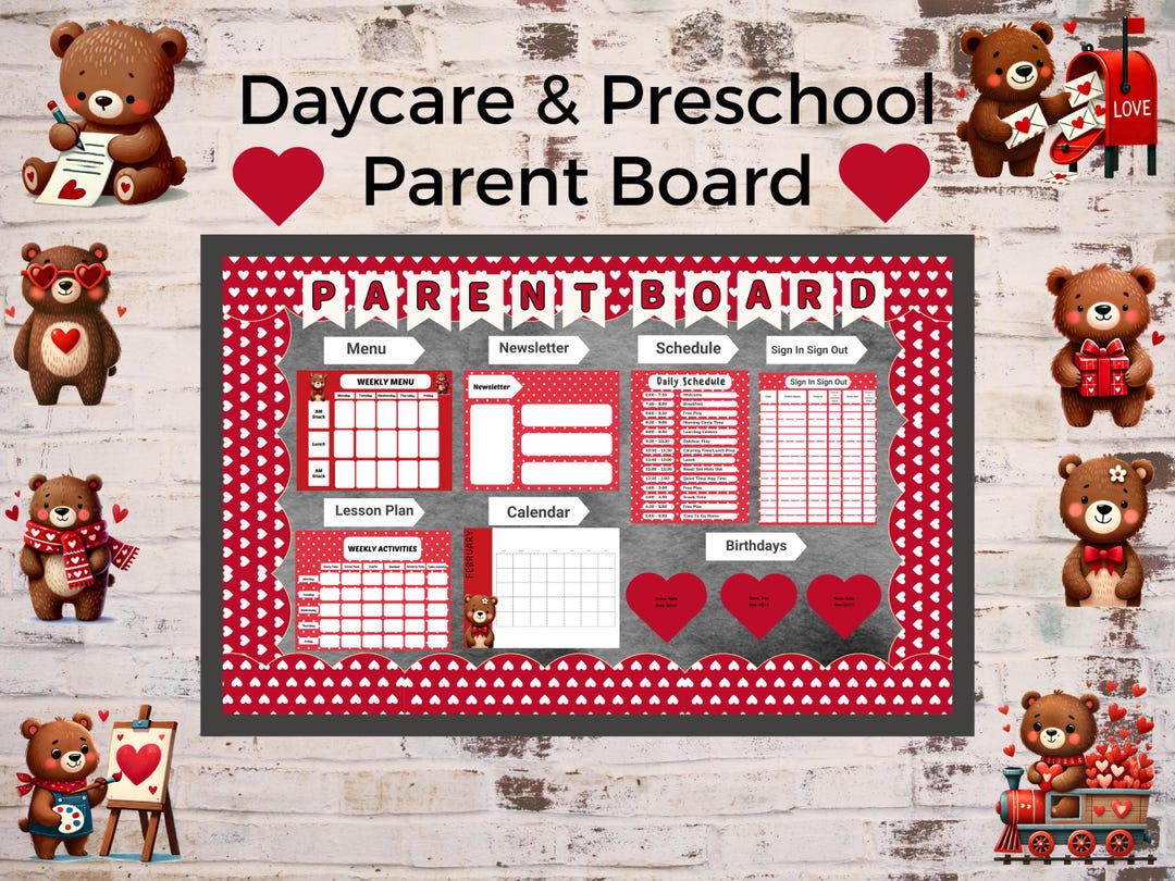 Valentines Bear Bulletin Board for Preschool Bulletin Board Kit Daycare ...