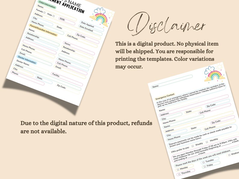 Daycare Template Childcare Printables Canva Template Daycare Forms ...