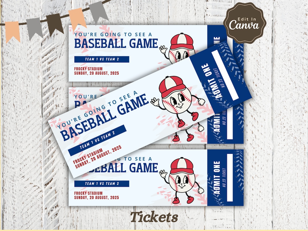 Baseball Game Ticket Printable Personalized MLB Game Tickets ...