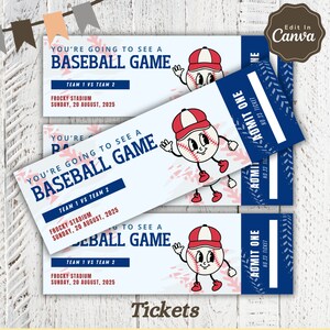 Baseball Game Ticket Printable Personalized MLB Game Tickets ...