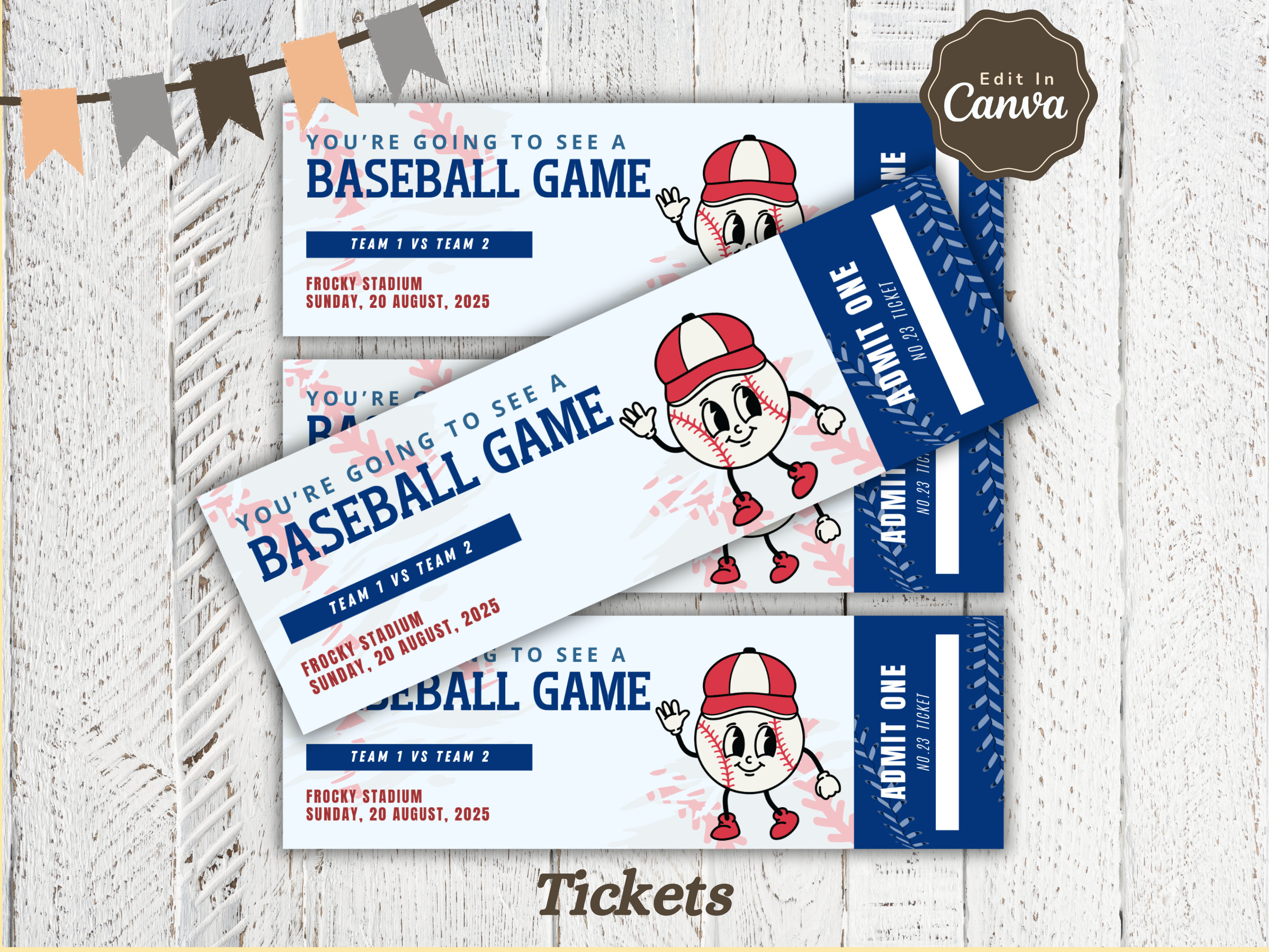 Baseball Game Ticket Printable Personalized MLB Game Tickets ...