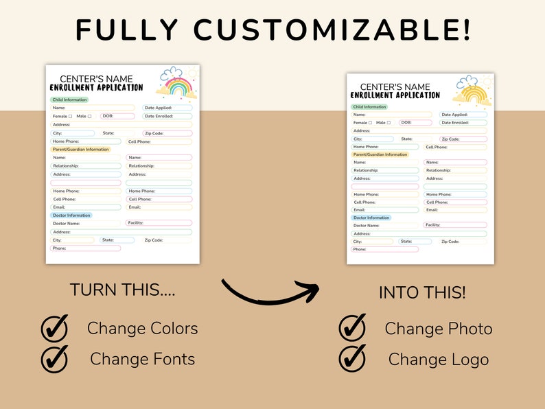 Daycare Template Childcare Printables Canva Template Daycare Forms ...