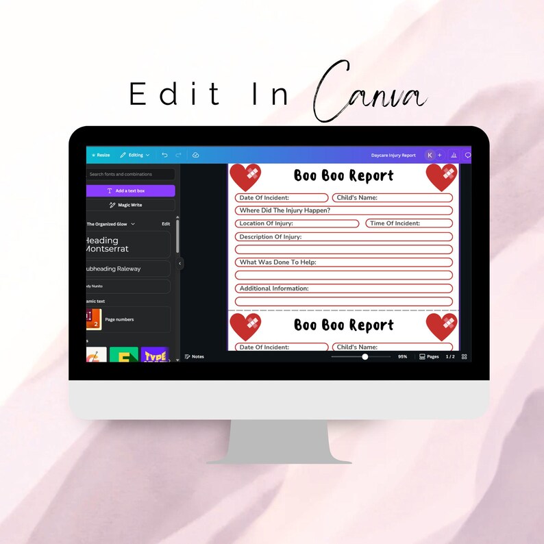 Daycare Boo Boo Report Printable | Editable Injury Report Template ...