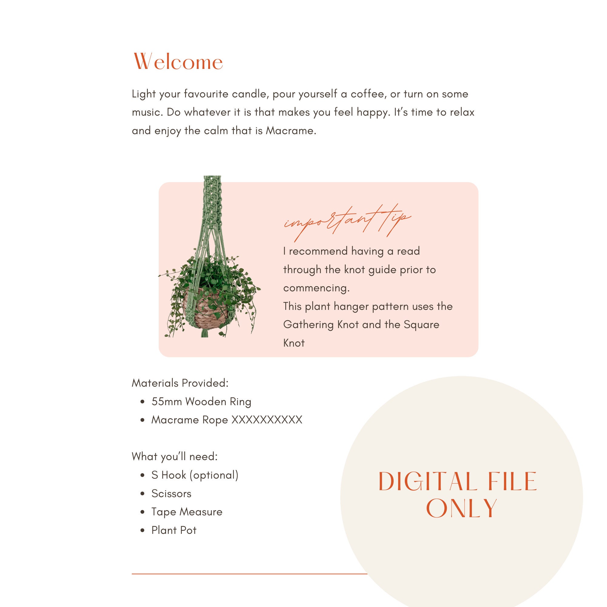 Macrame Digital Plant Hanger Pattern Macrame Tutorial - Etsy