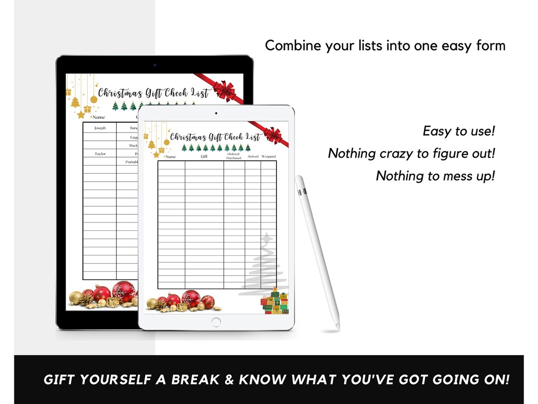 Christmas Gift Check List-digital Download - Etsy