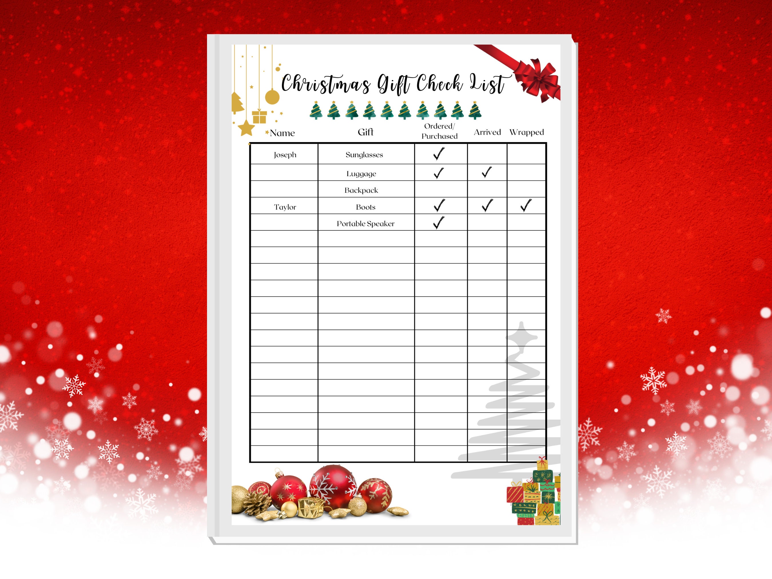 Christmas Gift Check List-digital Download - Etsy