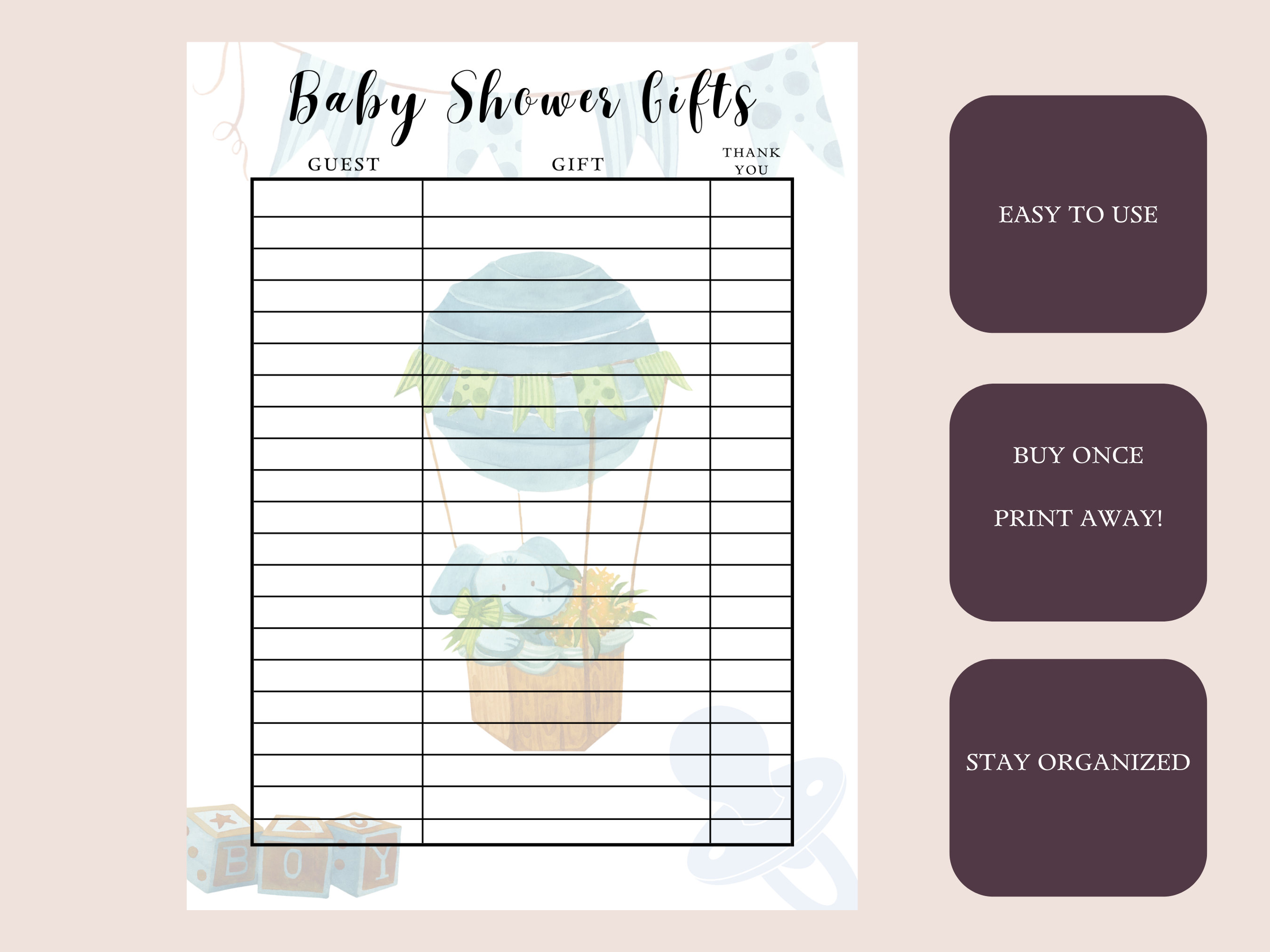 Trio Baby Shower Gift List-simple Design - Etsy