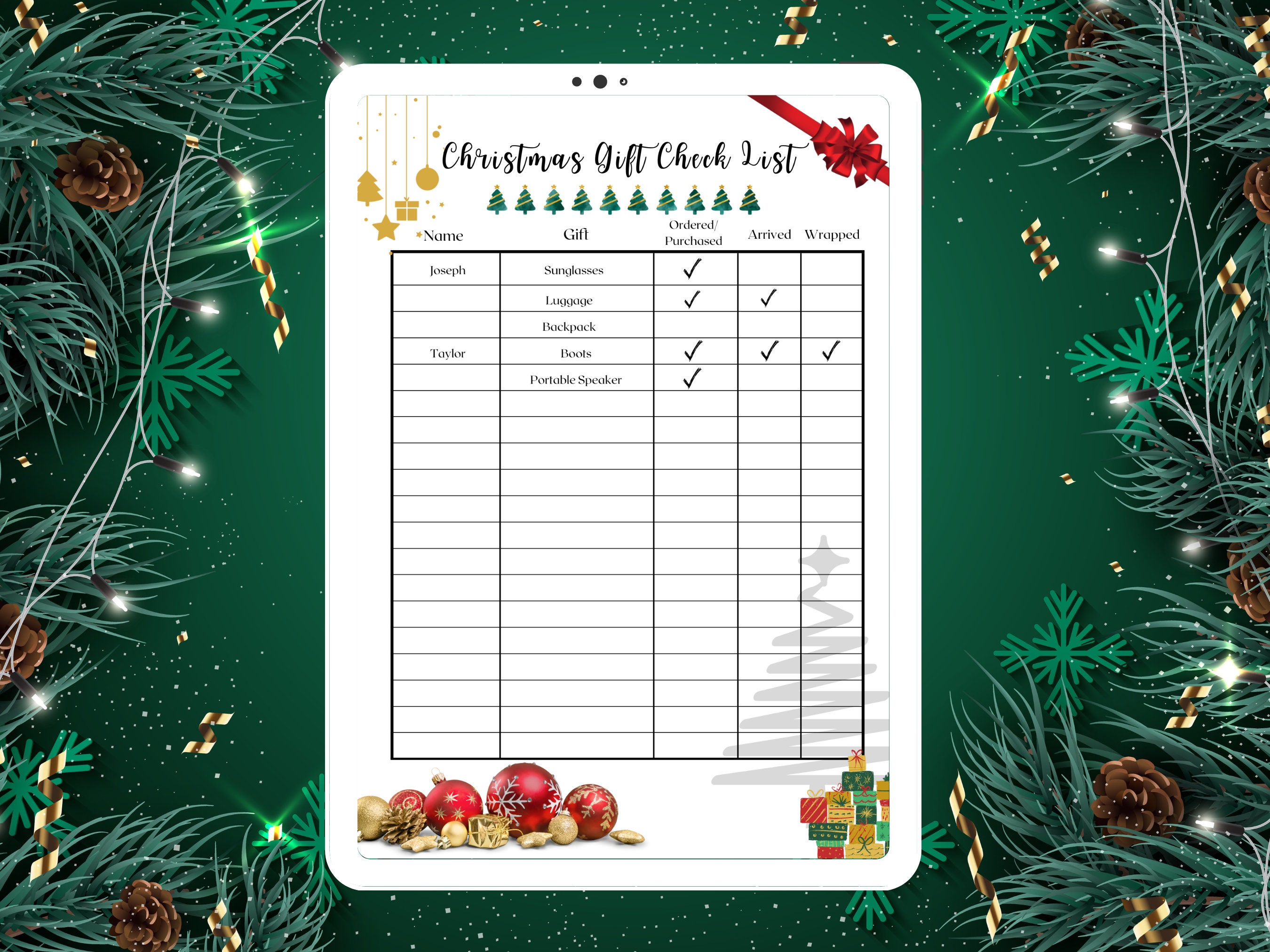 Christmas Gift Check List-digital Download - Etsy