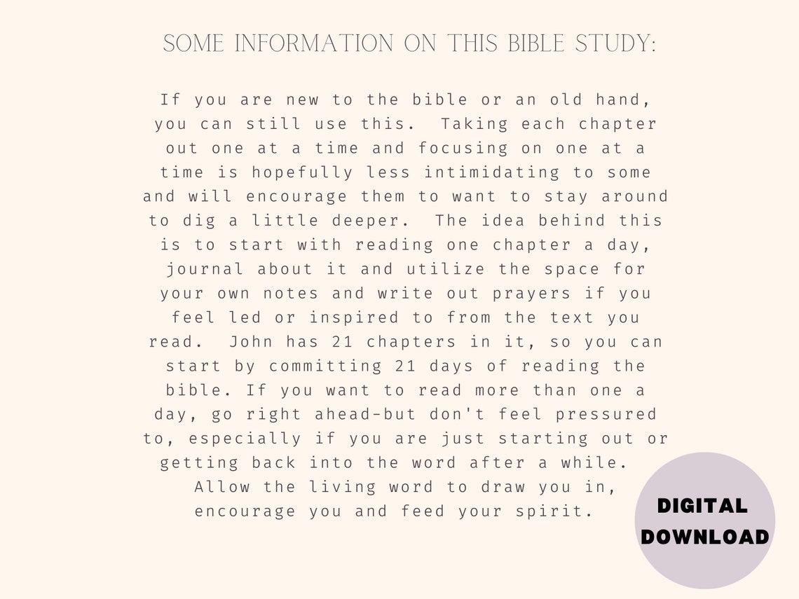 Printable Bible Study and Journal/book of John/bible Help/bible ...