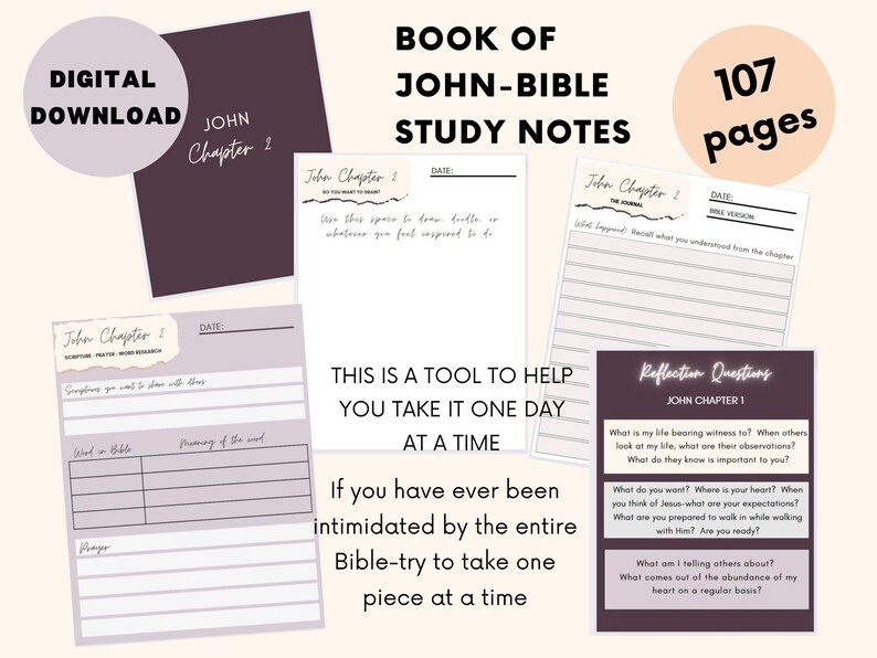 Printable Bible Study and Journal/book of John/bible Help/bible ...
