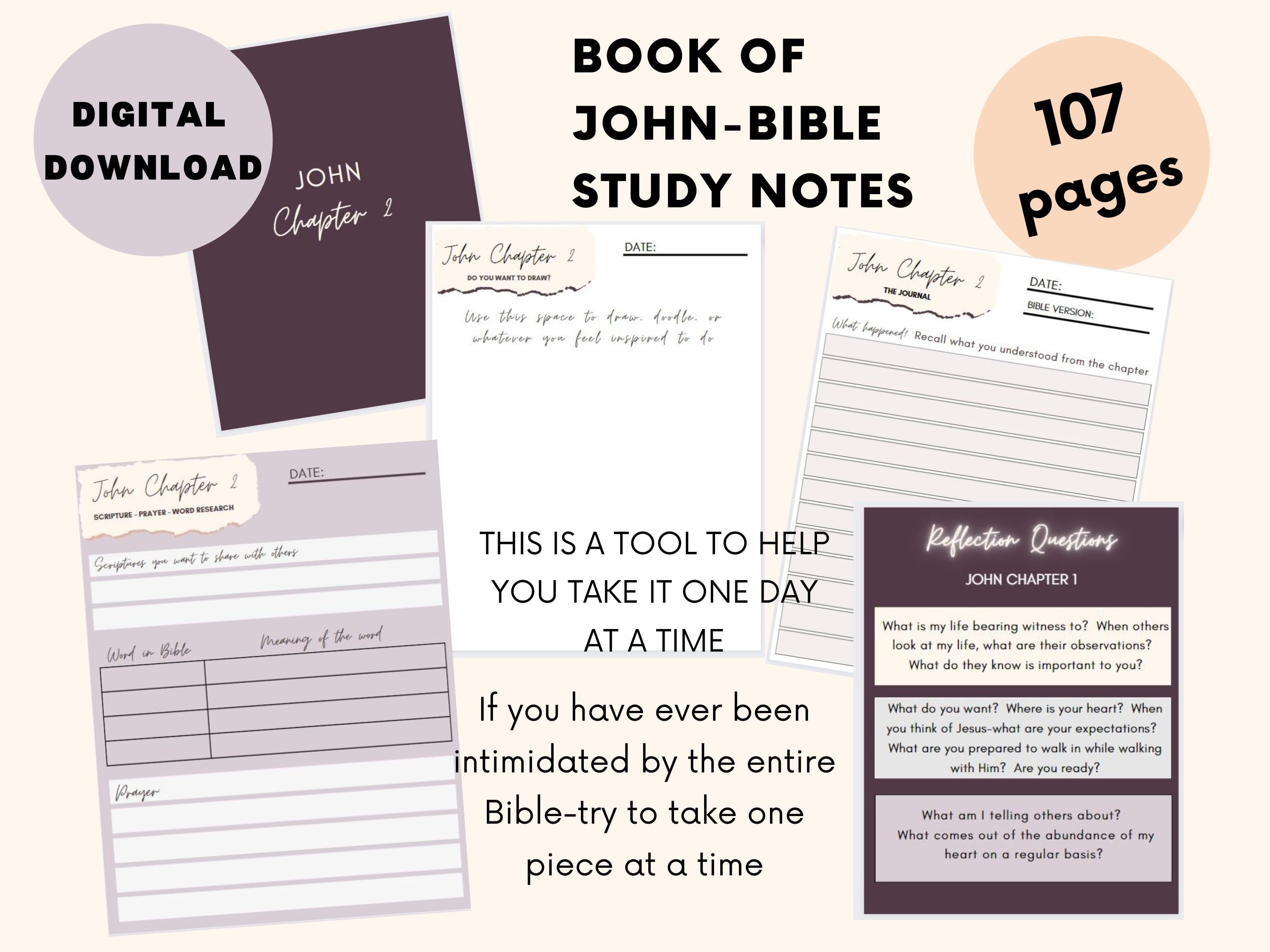 Printable Bible Study and Journal/book of John/bible Help/bible ...