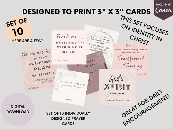 Identity in Christ Digital Download Prayer Cards 3x3 Size - Etsy