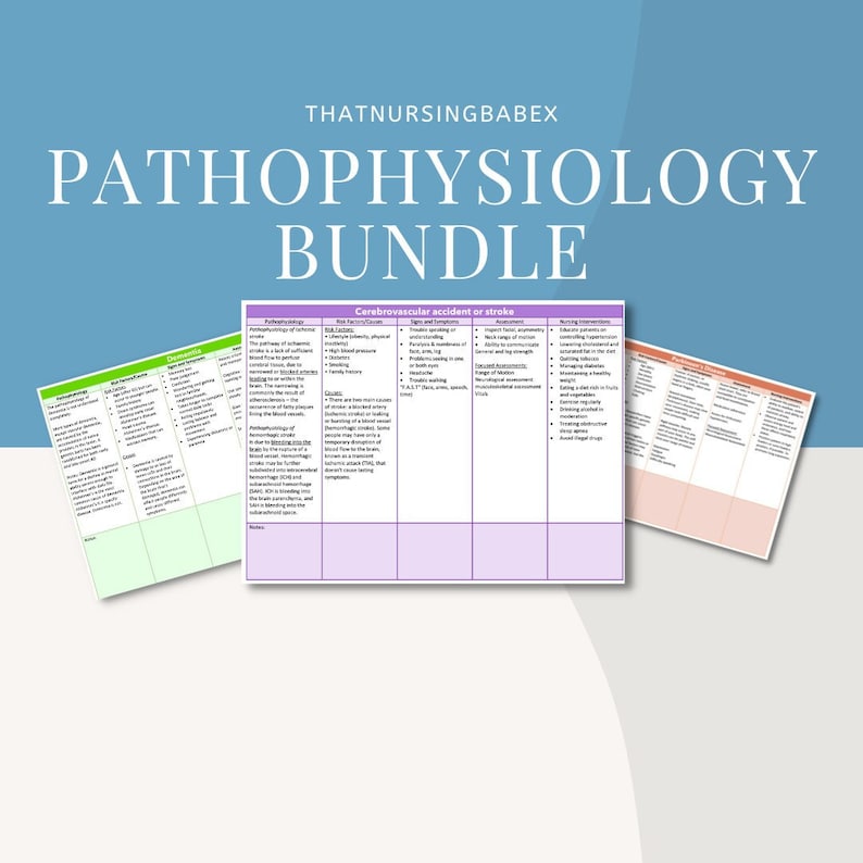 Nursing School Pathophysiology Study Guide 16 Diseases - Etsy