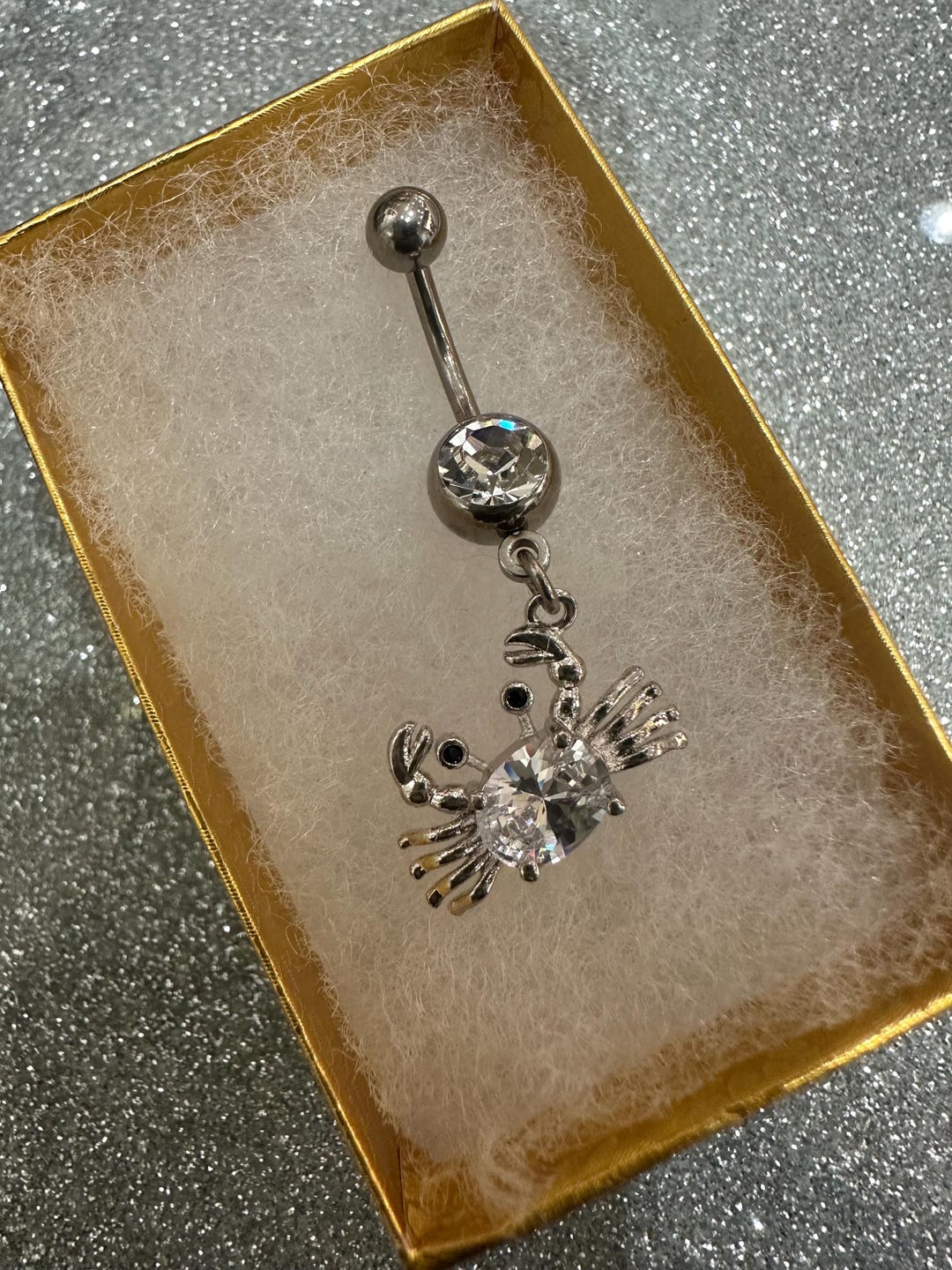 Super Cute Dangling CRAB Surgical Steel With C.Z Belly/naval Ring - Etsy