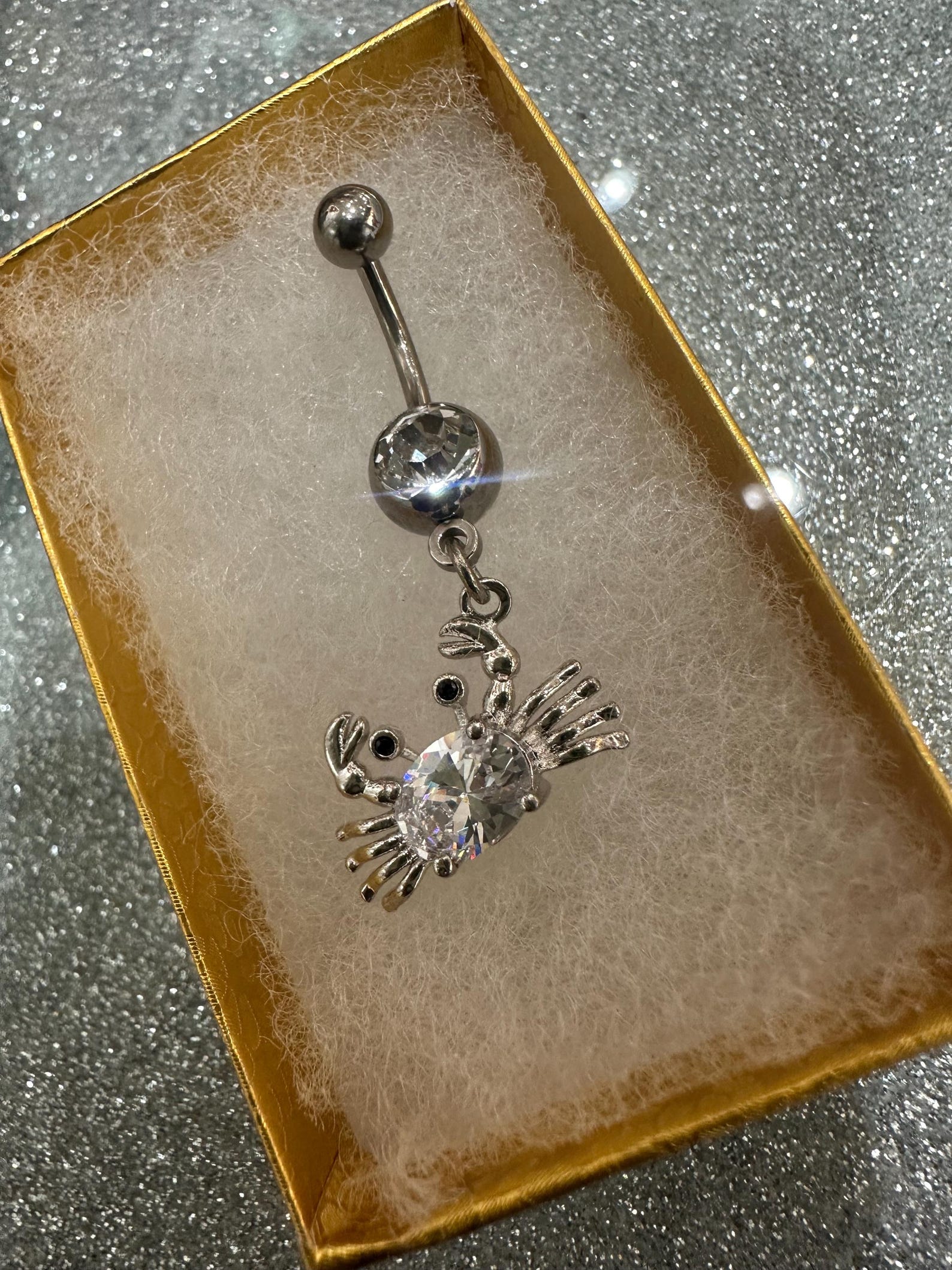 Super Cute Dangling CRAB Surgical Steel With C.Z Belly/naval Ring - Etsy