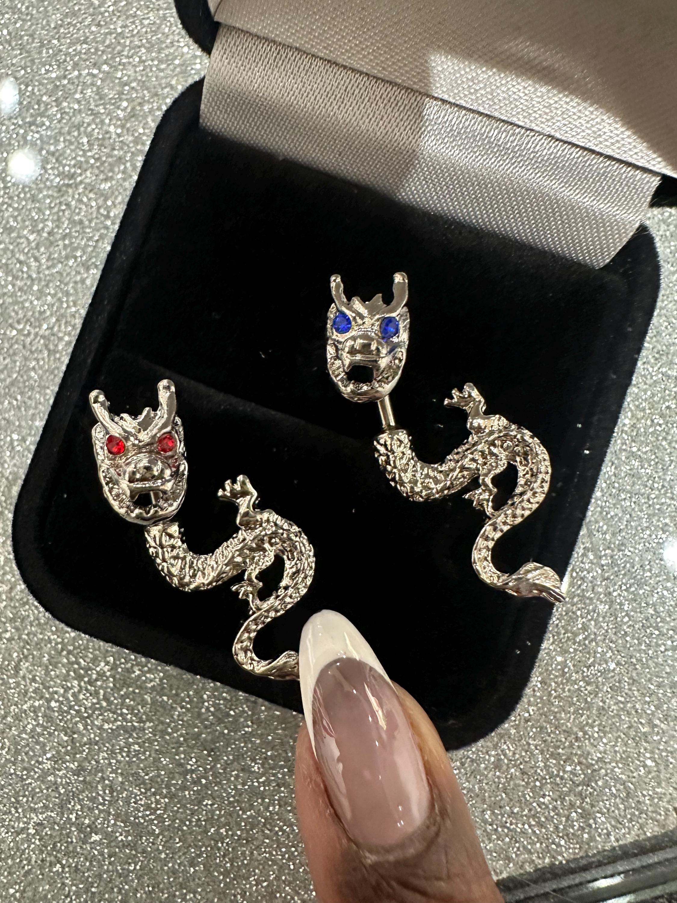 Dragon With CZ Eyes (blue) Surgical Steel Hypoallergic Belly/navel Ring ...